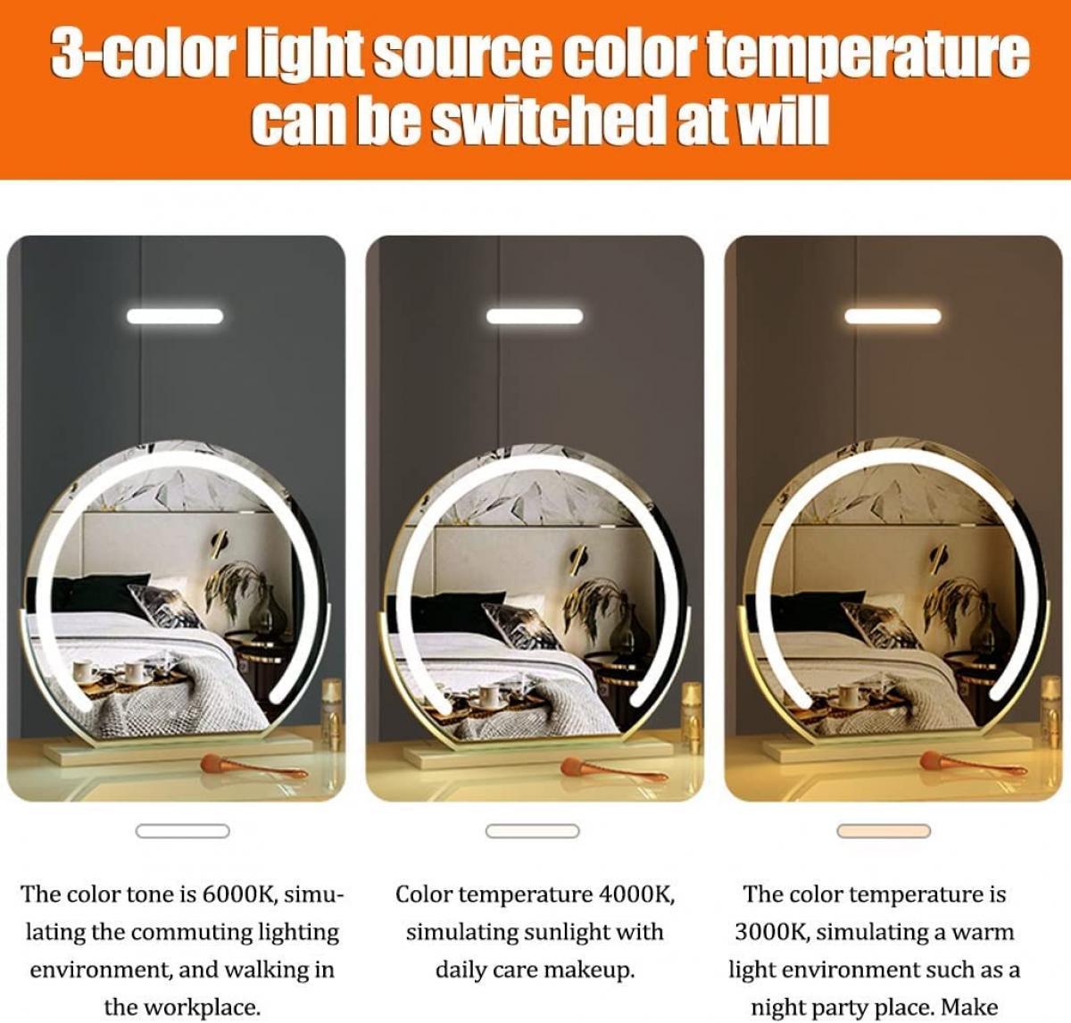 FREYARA Round Makeup Vanity Mirror 24"/60cm Large for Dressing Table ...