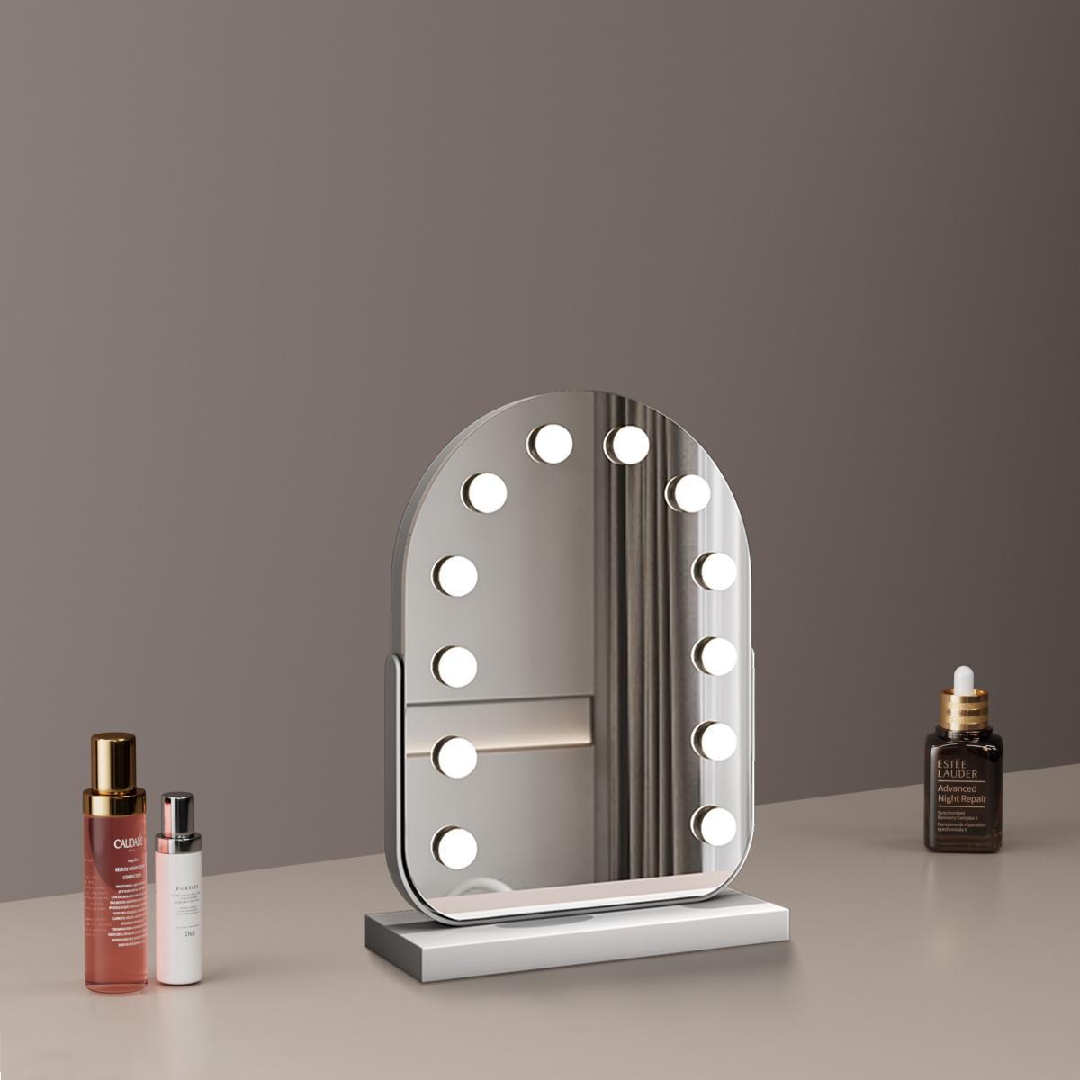 FREYARA 30*40cm Large Arched Vanity Mirror with 11 LED Bulbs, 360 ...
