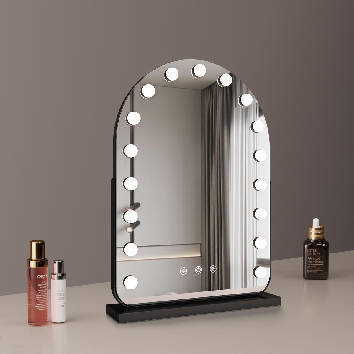 FREYARA 40*55cm Large Arched Vanity Mirror with 17 LED Bulbs, 360 ...