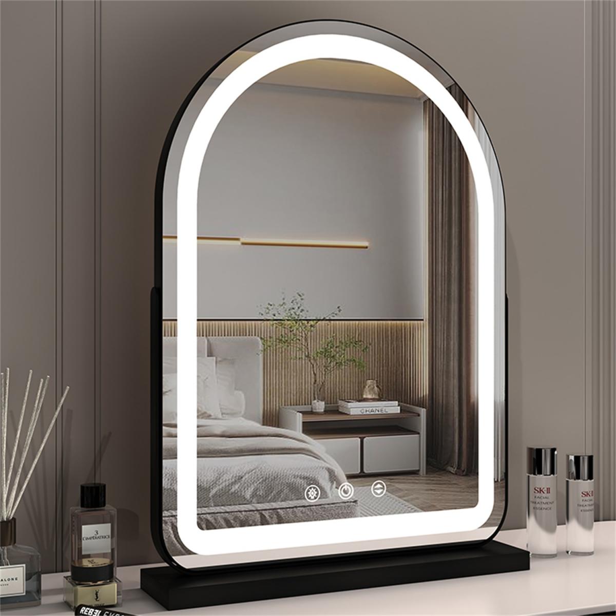 FREYARA 50*70cm Large Arched Vanity Mirror with LED Strip, 360 Rotation ...
