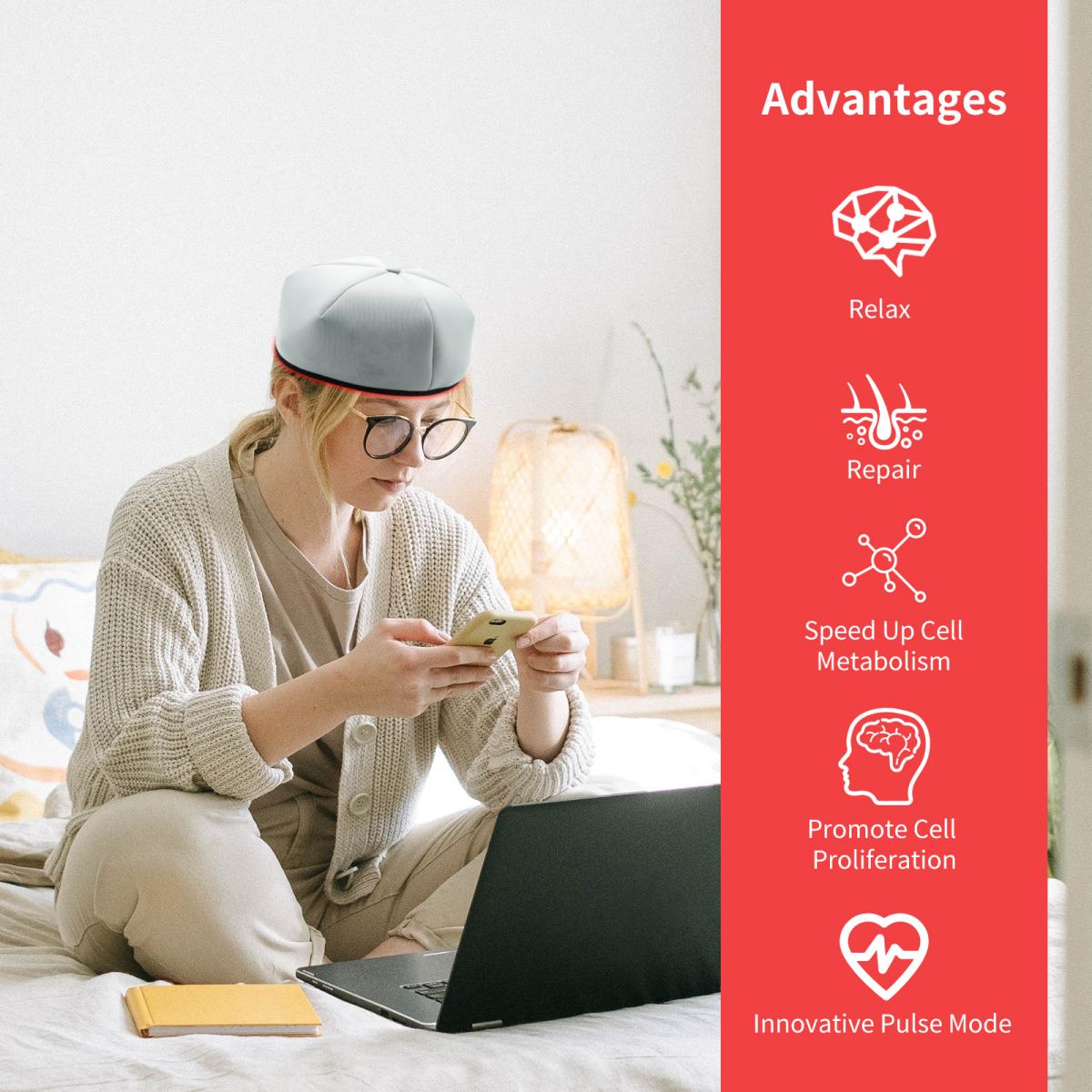 FREYARA 120-LED Light Therapy Cap FDA-Approved Solution for Thicker ...