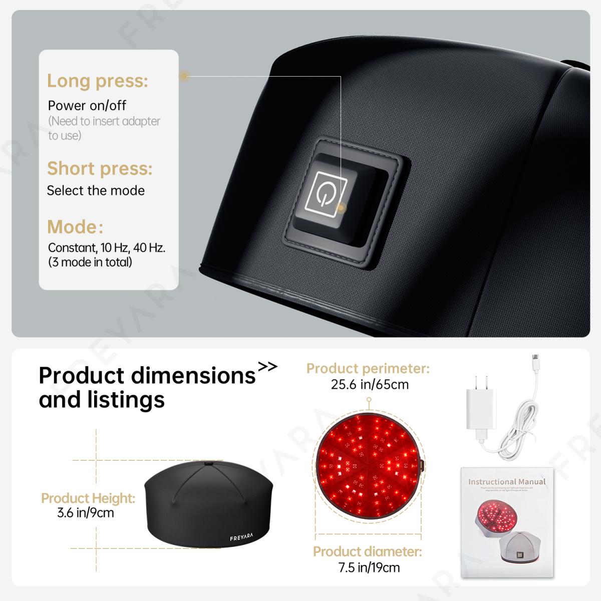 FREYARA 120-LED Light Therapy Cap FDA-Approved Solution for Thicker ...