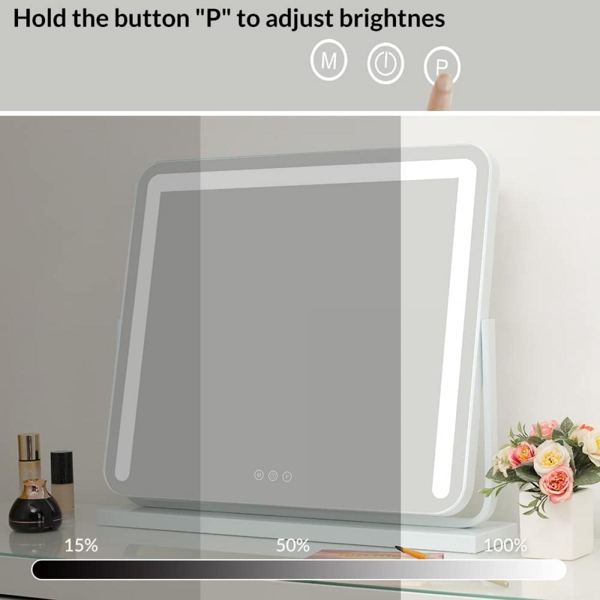 FREYARA Large Makeup Vanity Mirror 50*42cm with LED Lights, 3 Color ...