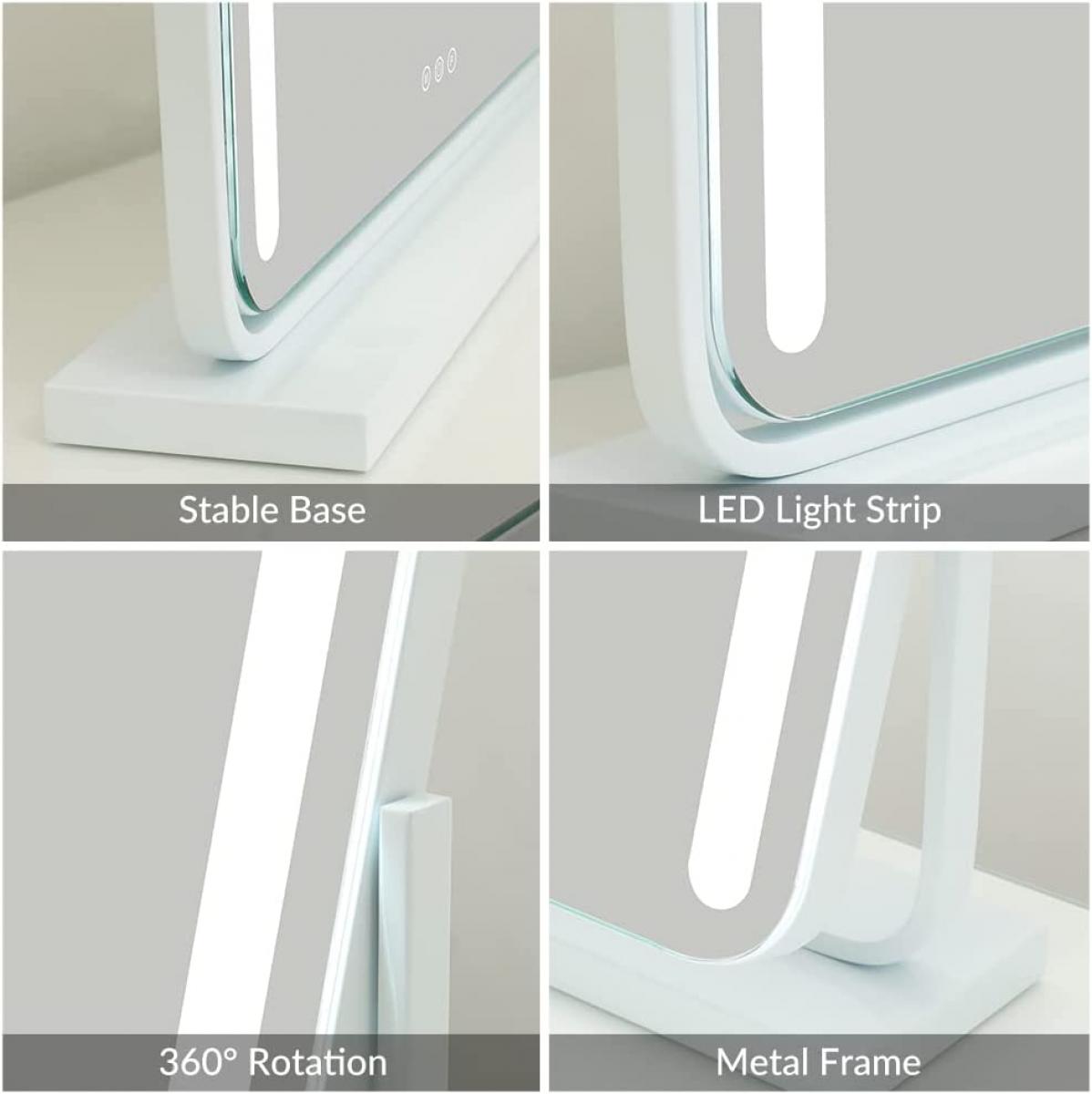 FREYARA Large Makeup Vanity Mirror 50*42cm with LED Lights, 3 Color ...