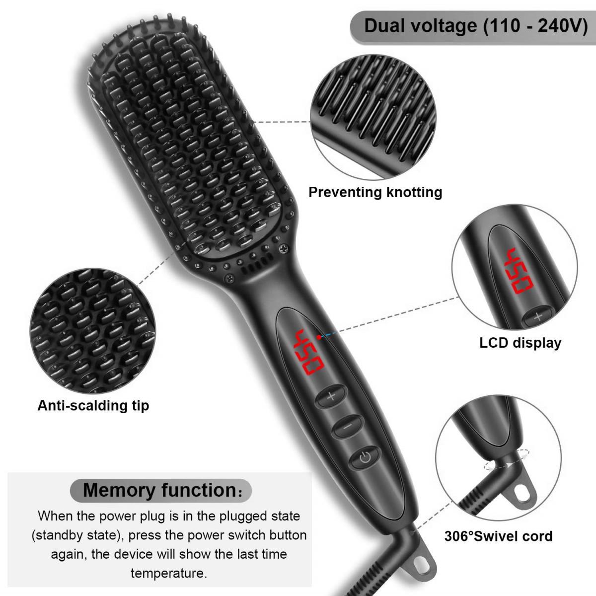 FREYARA Beard Straightener Comb for Men, Electric Heated, 120°C-230°C ...