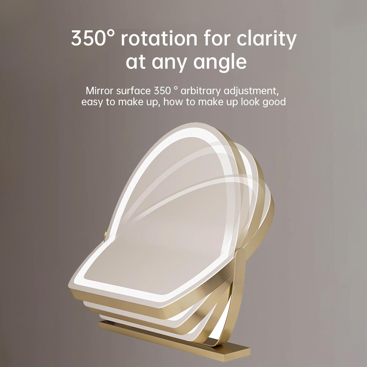 FREYARA 50*58cm Large Oval Vanity Mirror with LED Strip, 360 Rotation ...