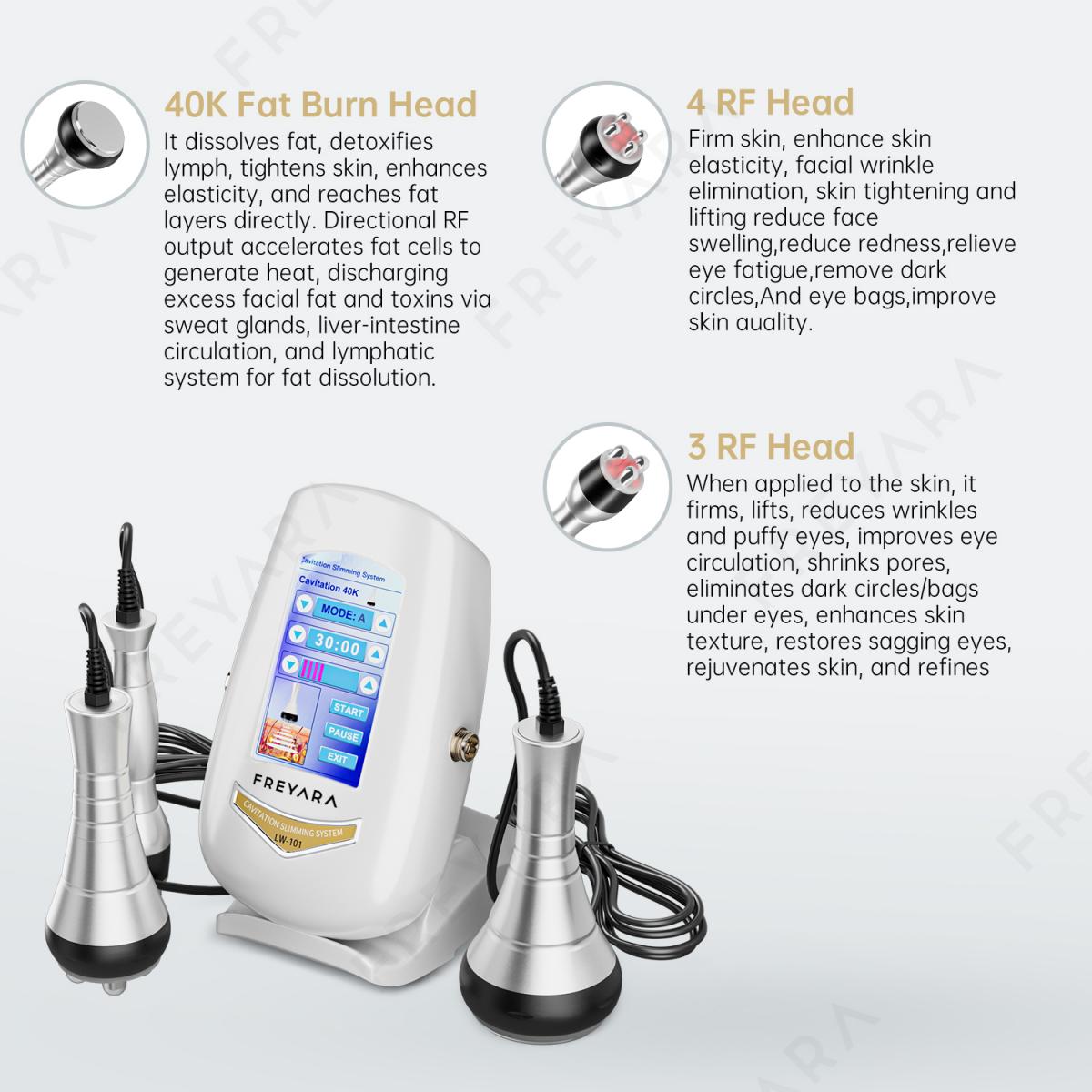 FREYARA 3in1 40K RF Cavitation Machine, Body Sculpting Slimming Device ...
