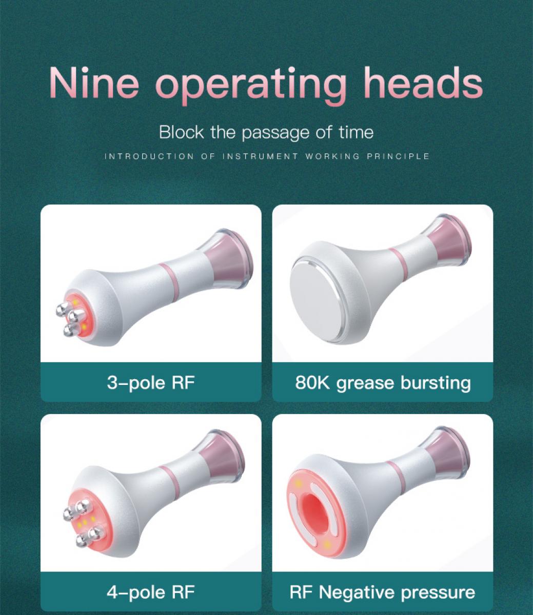 9in1 80K RF Ultrasonic Cavitation Machine with Fat Laser Pad